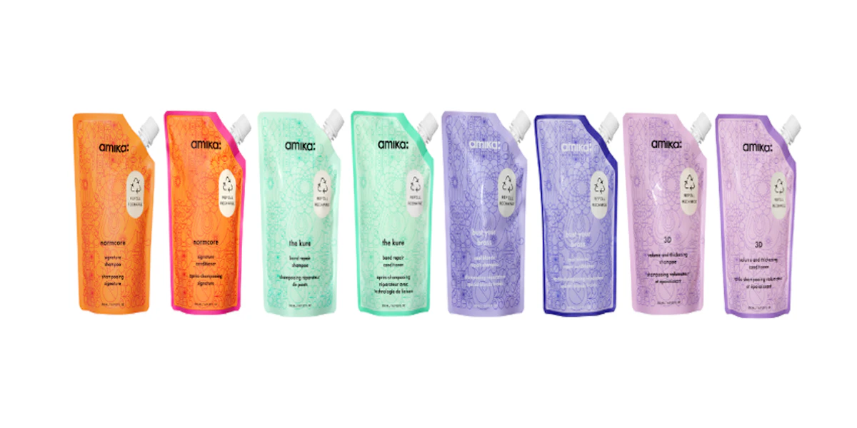 amika Introduces Refill Shampoo and Conditioner Pouches | Beauty Launchpad